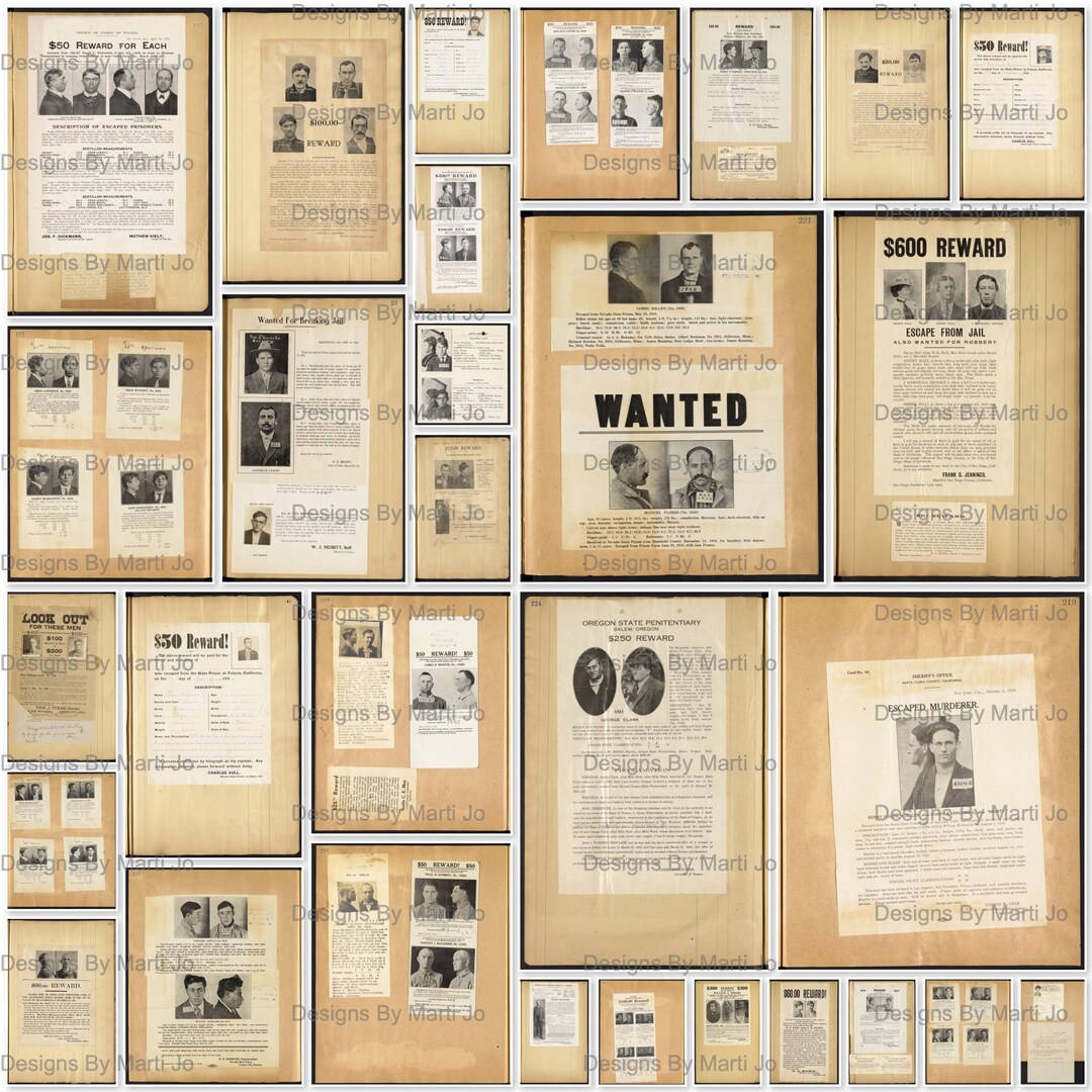 30 Vintage Escaped Convict Wanted Posters and Reward Bulletins ...