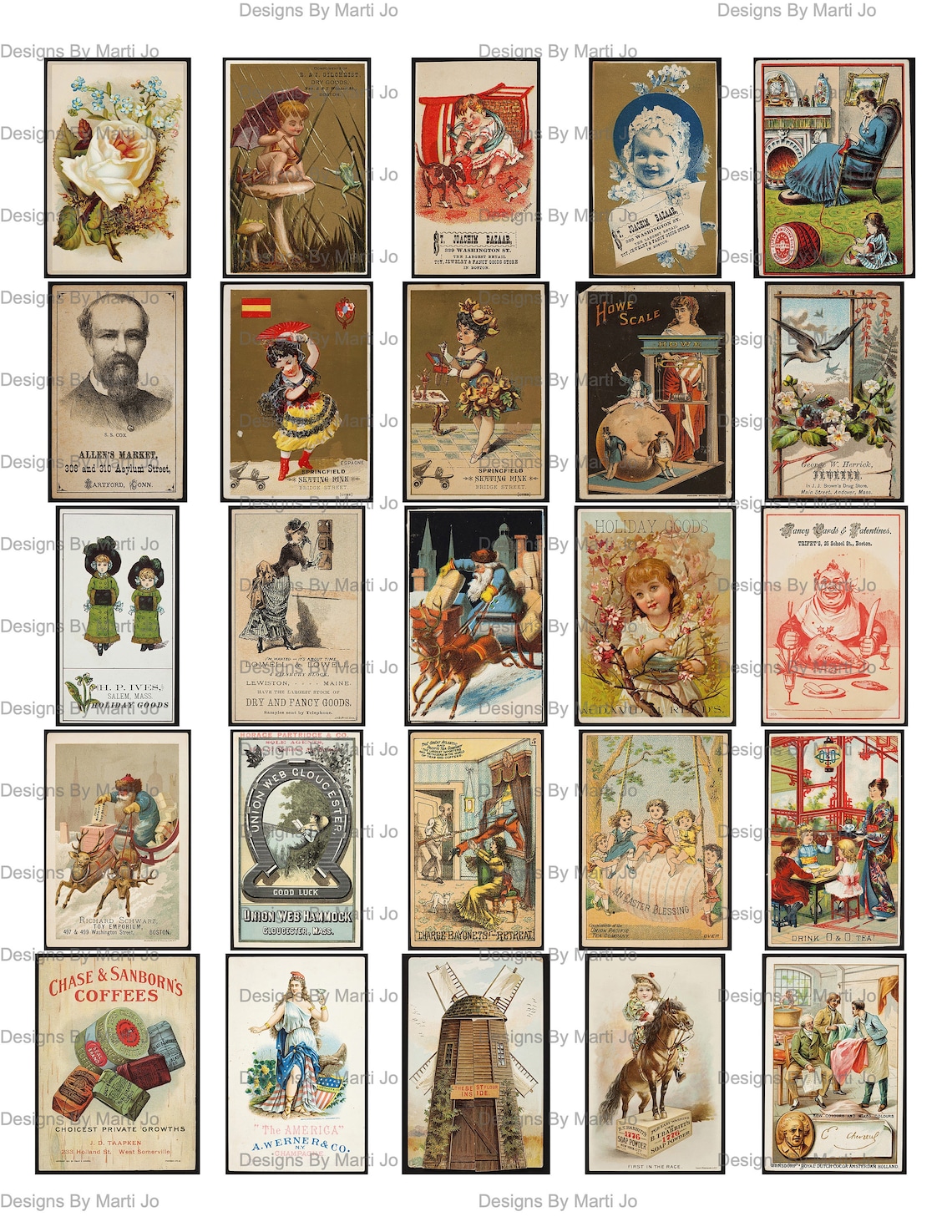 100 Vintage Trade Cards Printable Antique Trade Cards on 4 - Etsy