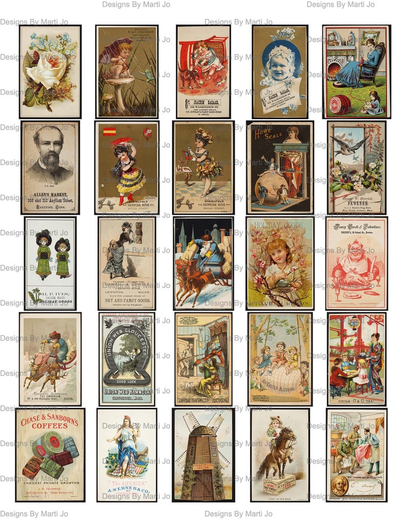 100 Vintage Trade Cards Printable Antique Trade Cards on 4 - Etsy