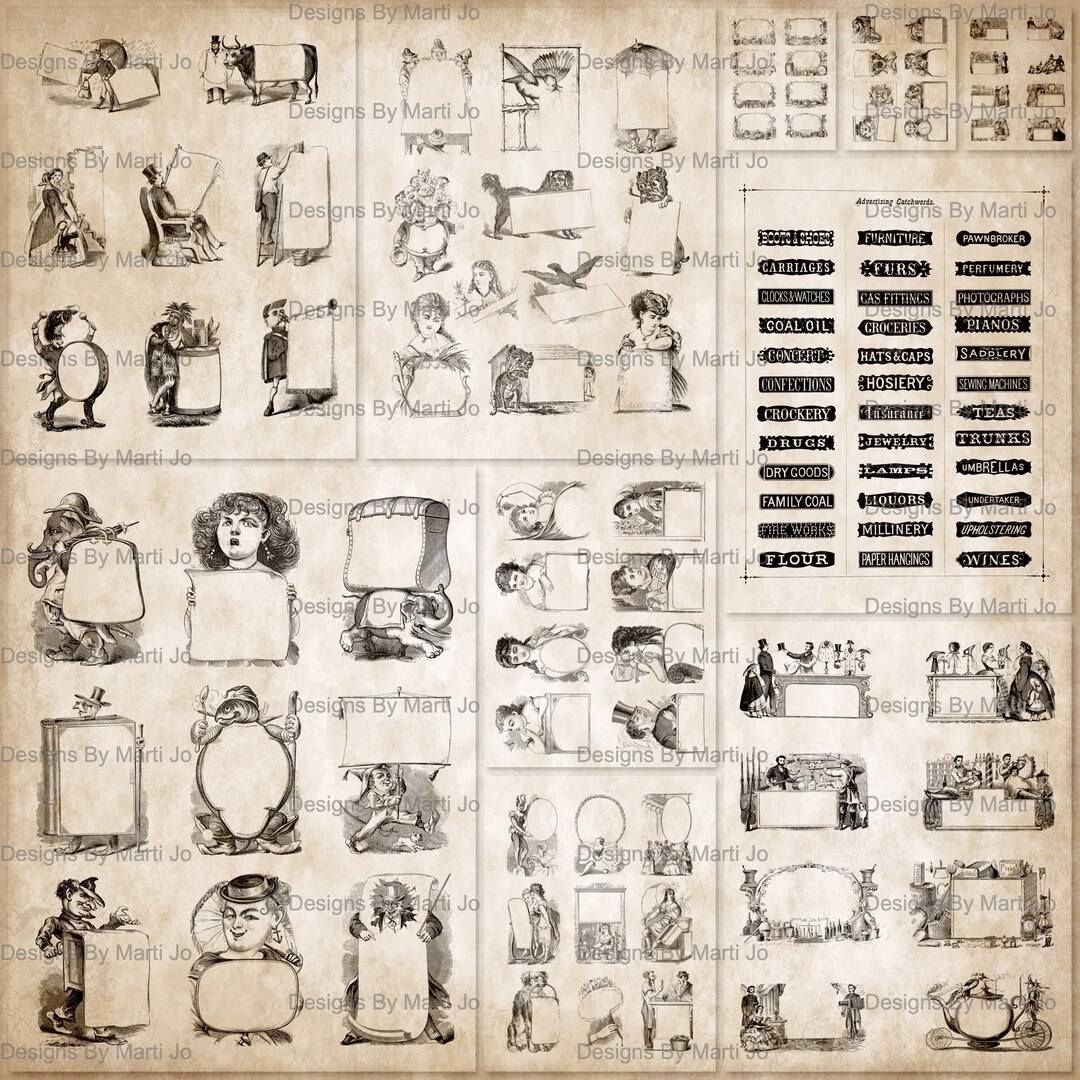 Vintage Advertising Cuts Overlays | 10 Vintage Transparent Background ...