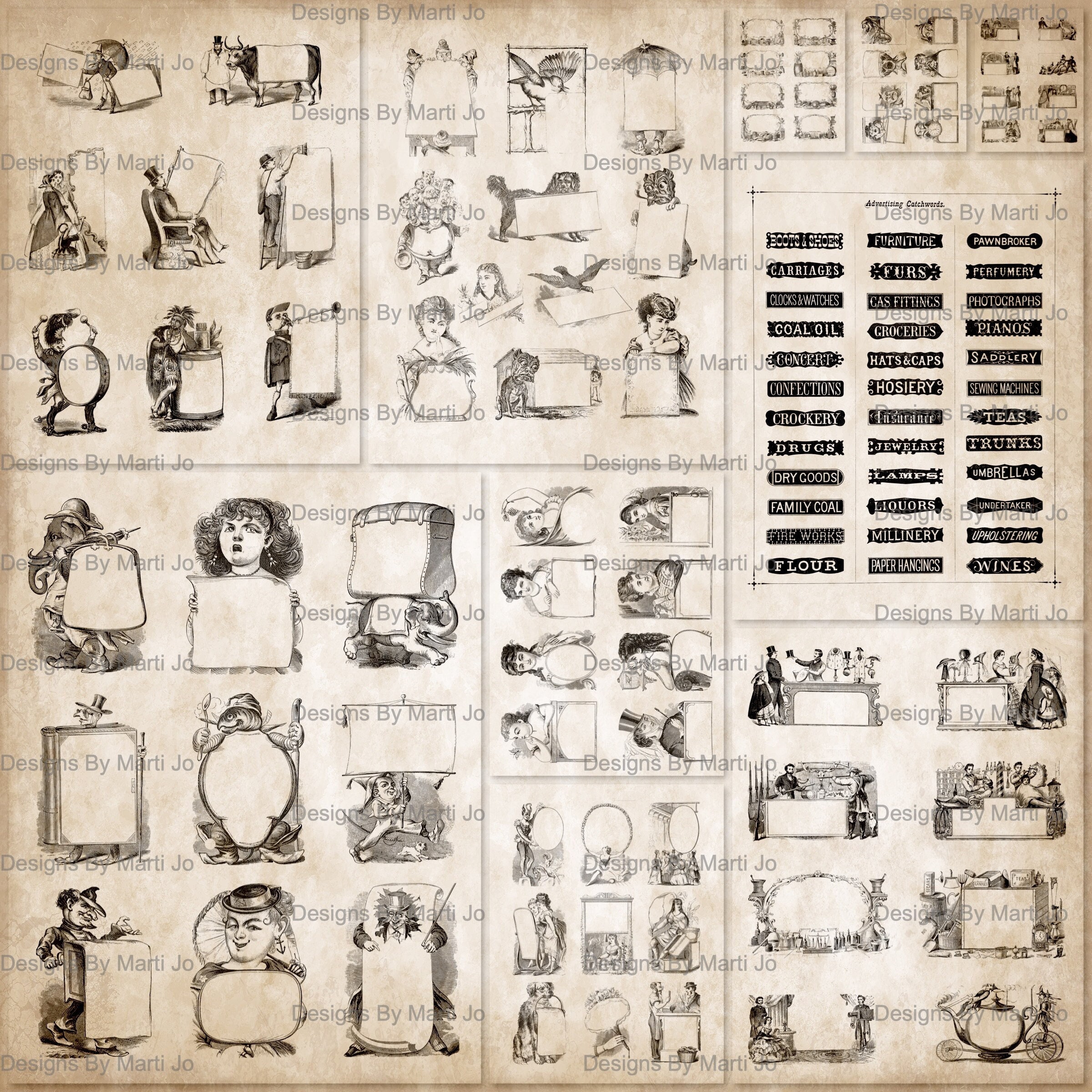 Vintage Advertising Cuts Overlays 10 Vintage Transparent - Etsy