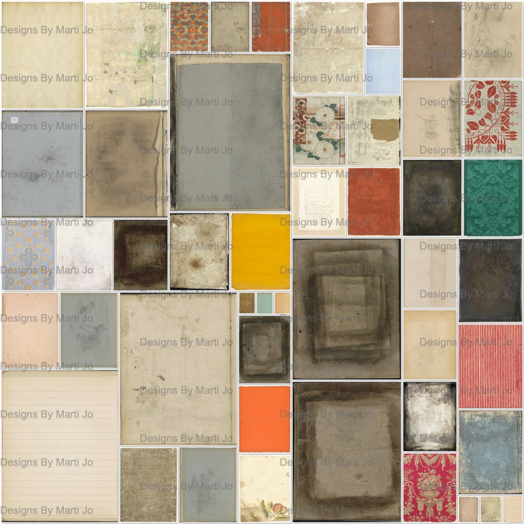 50 Printable Vintage Distressed Paper JPG Pages | Antique 8.5 X 11 Junk ...