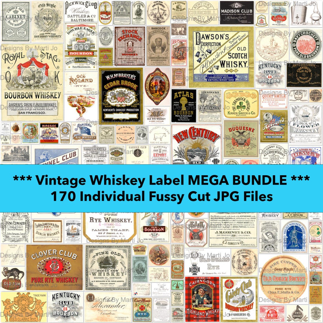 Vintage Whiskey Labels MEGA BUNDLE | My Current Sets 1-3 Combined Into ...