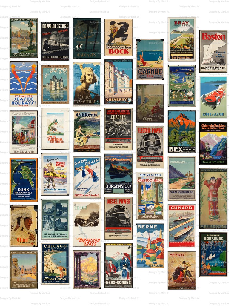 Printable Miniature Vintage Travel Posters Super Bundle 200 - Etsy