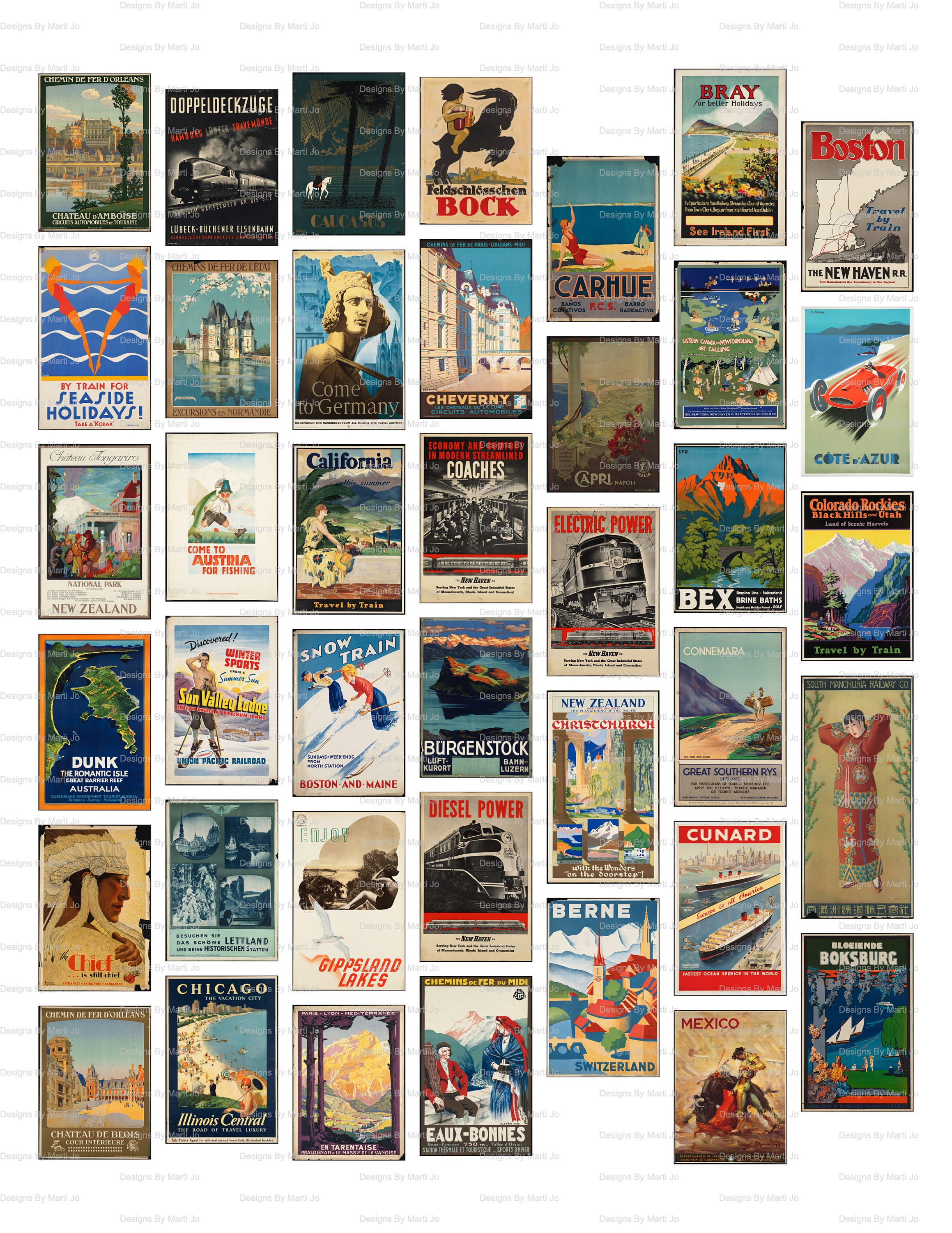 Printable Miniature Vintage Travel Posters Super Bundle 200 - Etsy