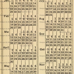 Vintage Yearly Calendar Overlay PNG Files: Printable Ephemera for ...