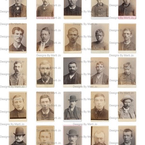 Vintage Criminal ID Picture Cards | 100 Mugshot Images on 4 Printable 8 ...