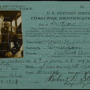 Vintage U.S. Customs Coastwise Identity Cards Set 1 | 50 Printable ...