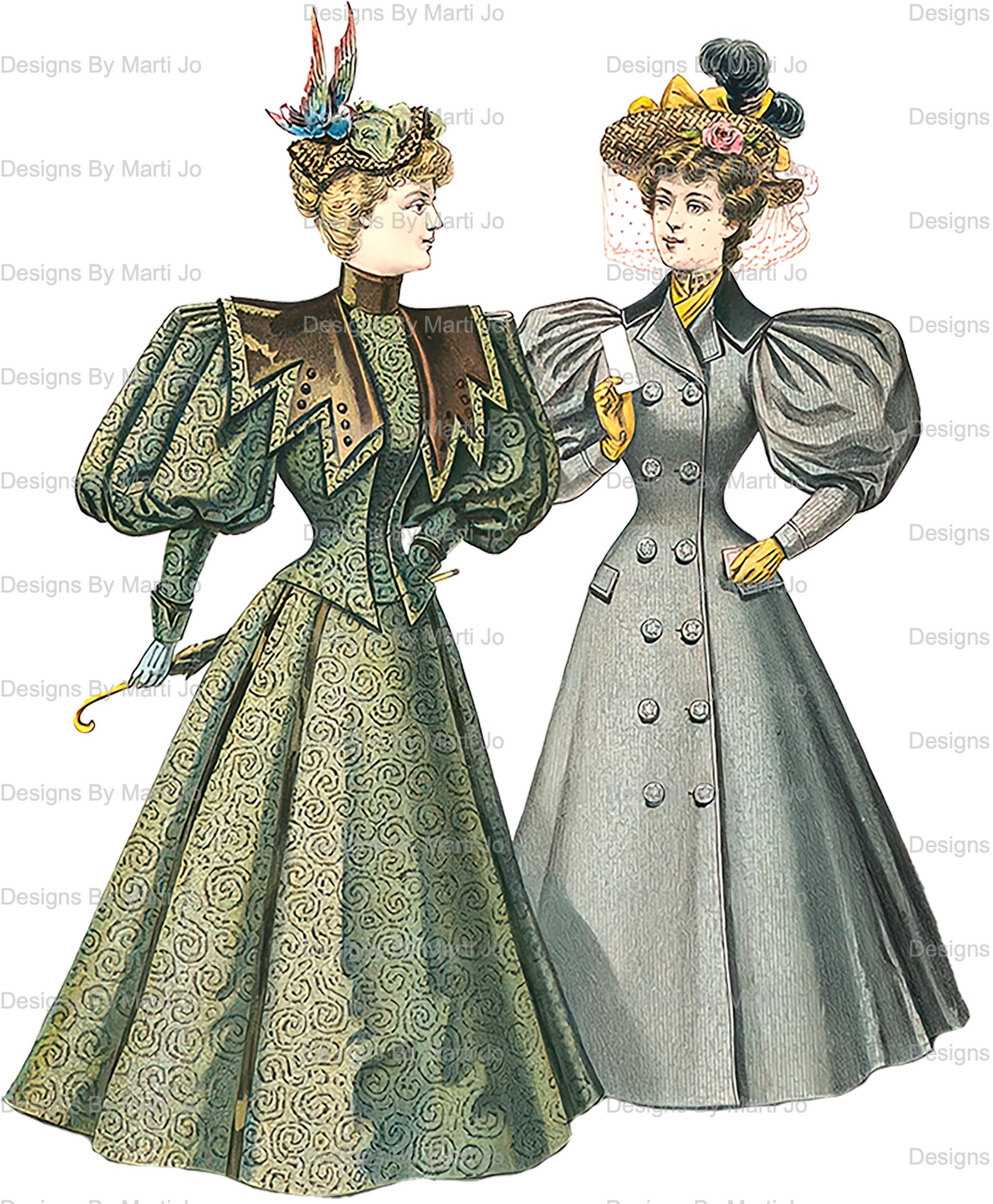 Vintage Fussy Cut 1895 Fashion Images 19 Printable Fashion - Etsy