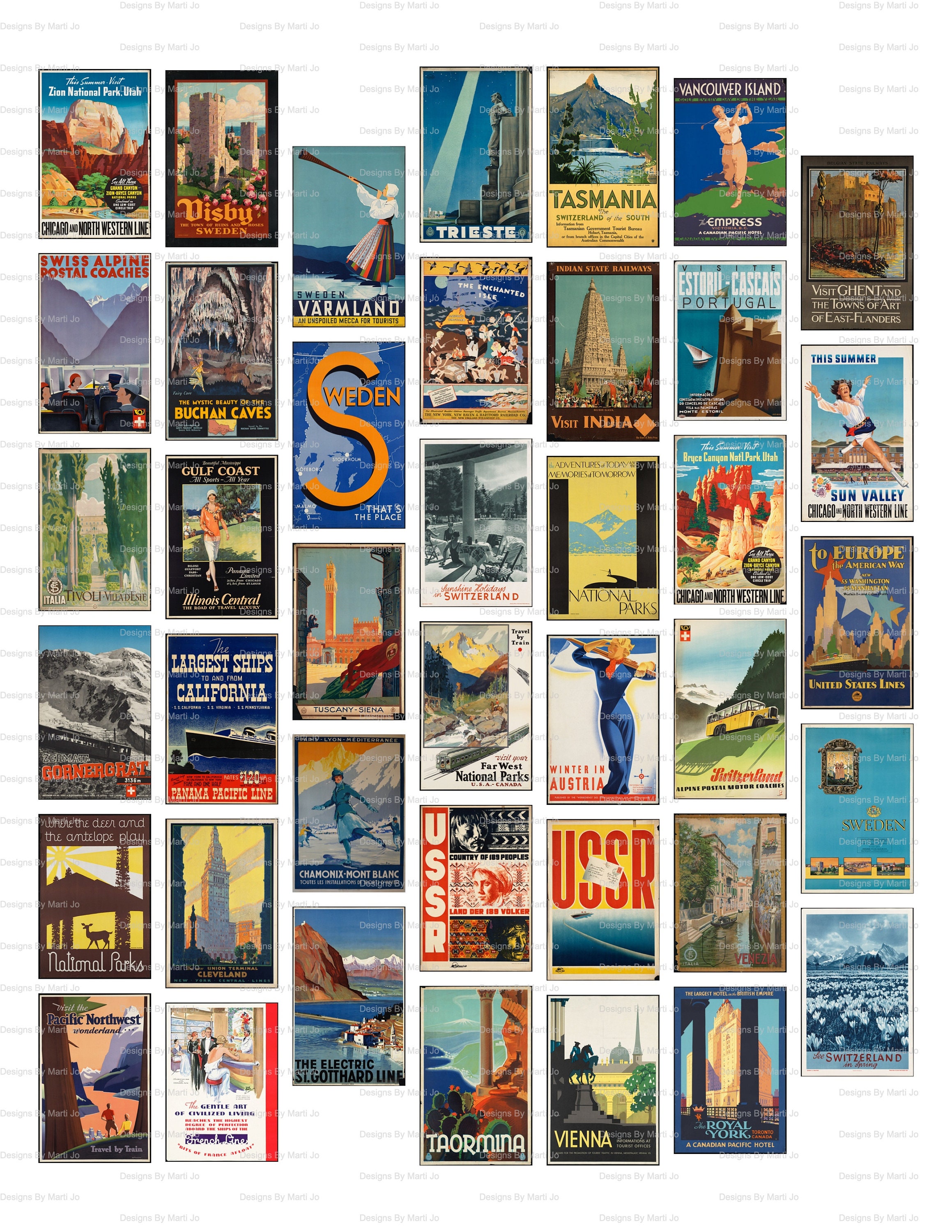 Printable Miniature Vintage Travel Posters Super Bundle 200 - Etsy