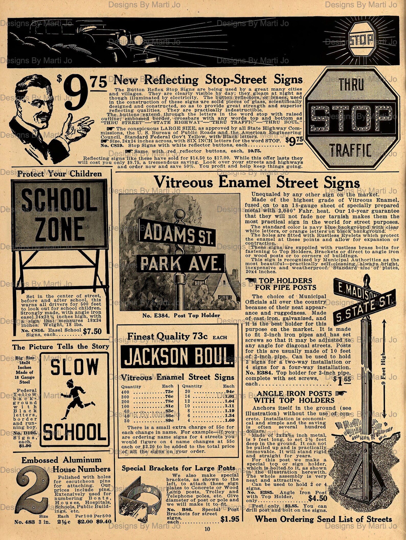 Vintage Traffic Signs | Antique Street Signs Clipart | Instant Download ...
