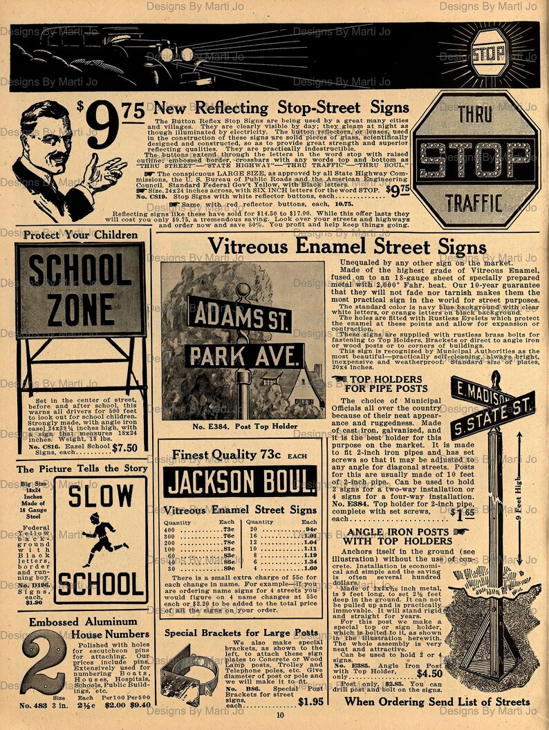 Vintage Traffic Signs Antique Street Signs Clipart Instant - Etsy