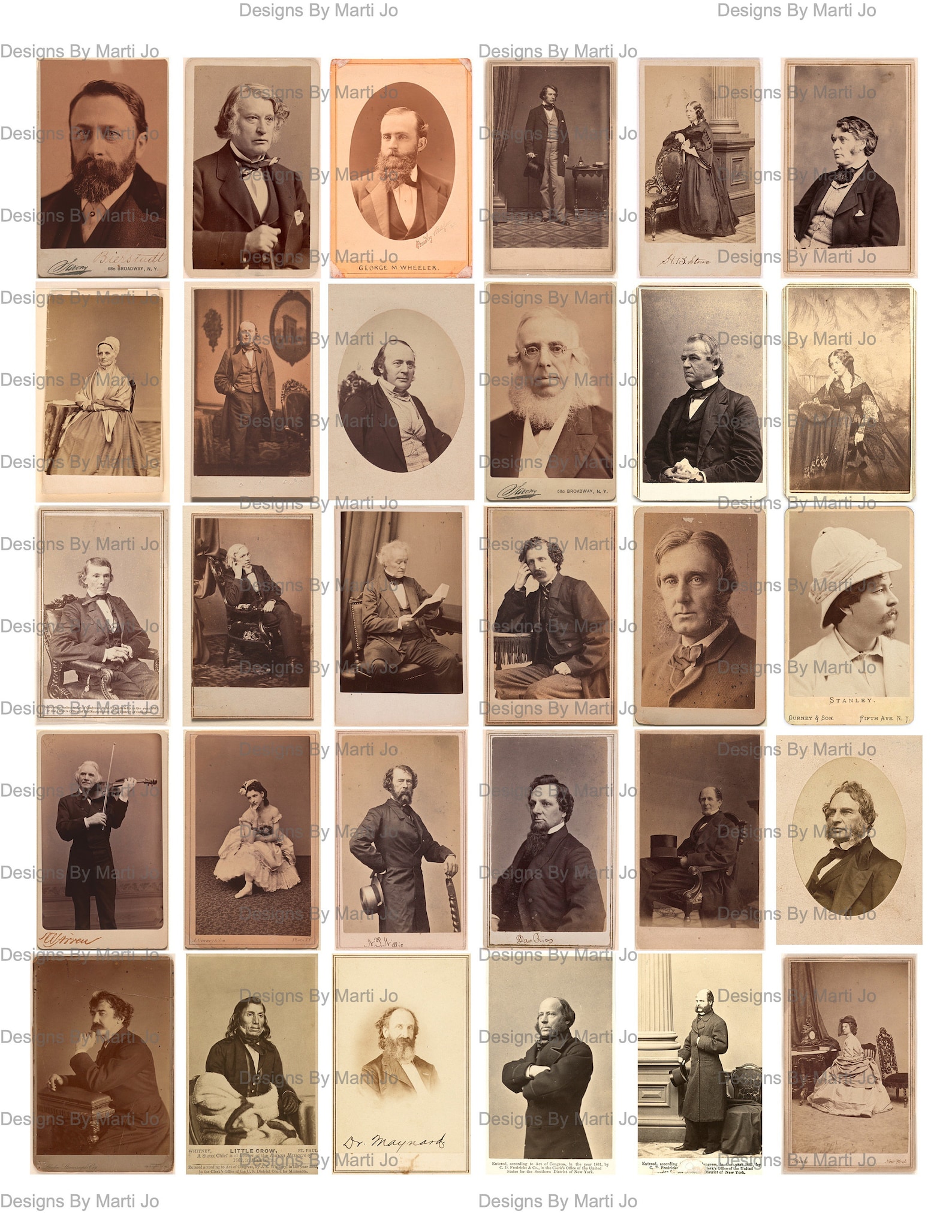 120 Vintage Cabinet Cards | 4 Jpgs/pdfs - 30 per Page | Carte De Visite ...