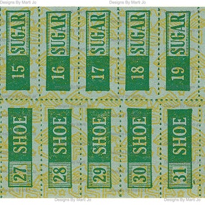 Vintage World War 2 Ration Book Clipart | 50 Printable Ration Stamps ...