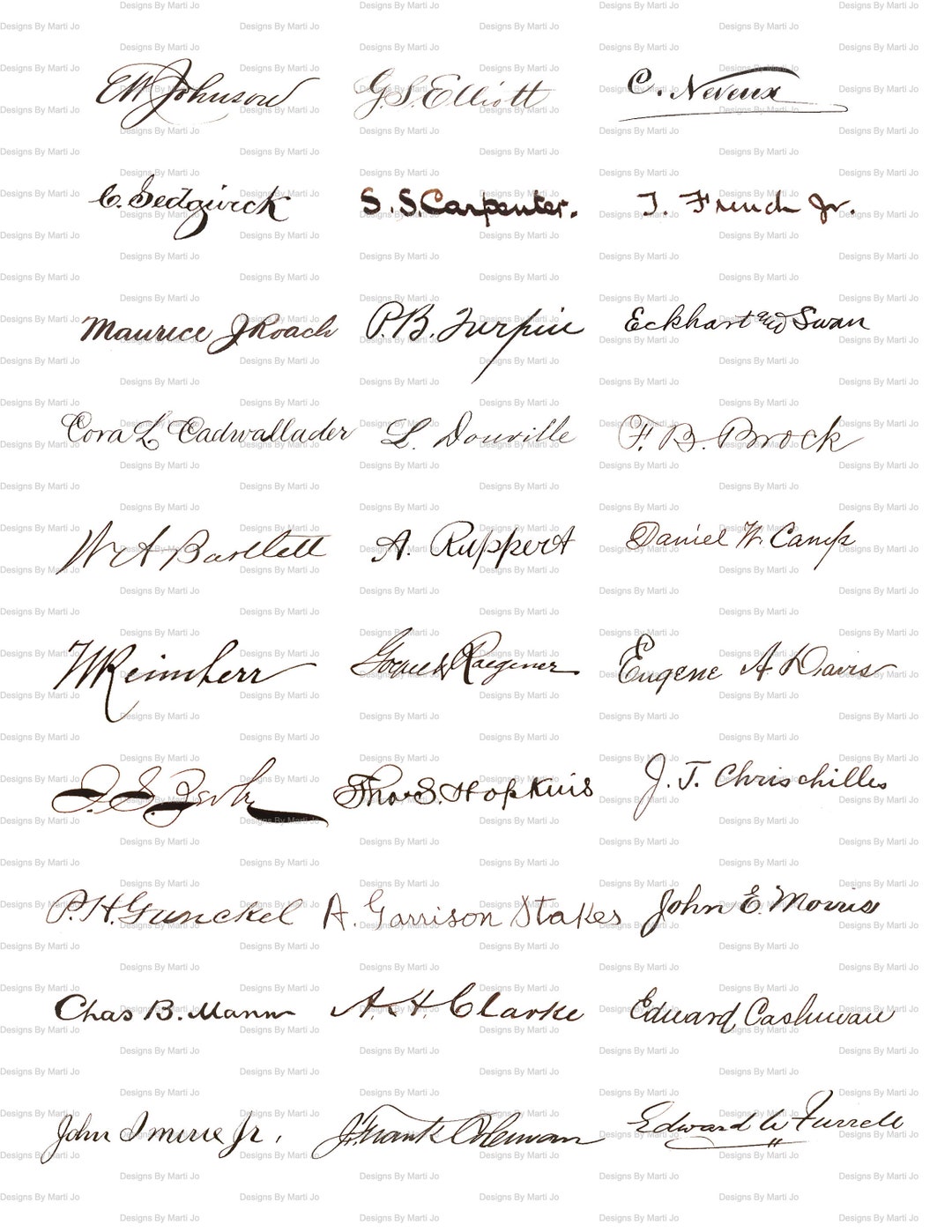 Printable Vintage Signatures 1 | 30 Printable Vintage Signed Names ...