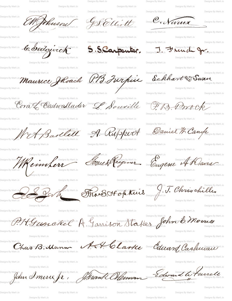 Printable Vintage Signatures 1 30 Printable Vintage Signed - Etsy