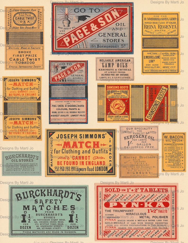 Vintage Match Box Covers | 15 Miscellaneous Antique Match Box Jpgs | 8 ...