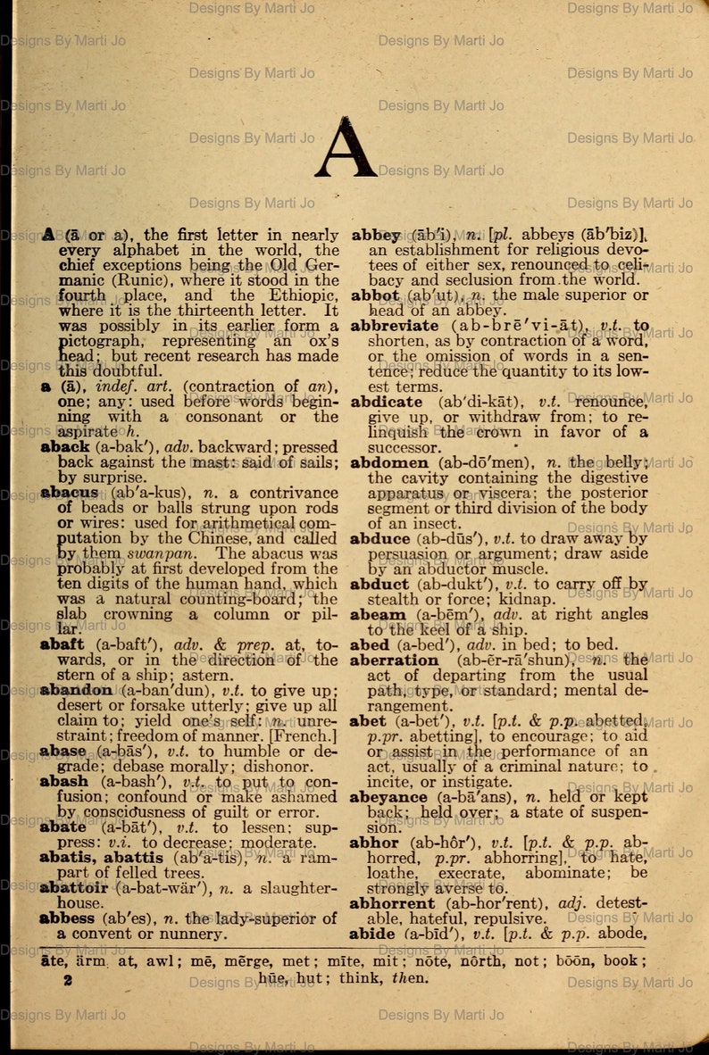 Vintage Old Dictionary Pages 26 Antique Dictionary Printable - Etsy
