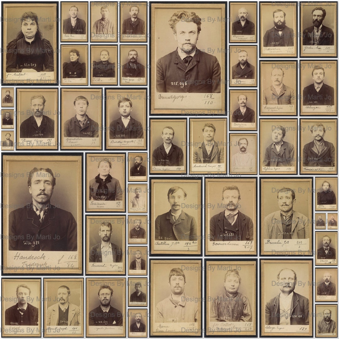 Vintage French Bertillon Criminal ID Picture Cards | 50 Mugshot Images ...
