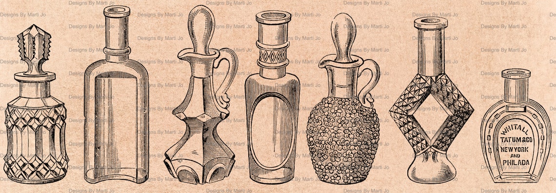 Vintage Bottles and Jars Set 2 | Antique Bottle Clipart PNG Files ...
