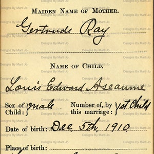 Vintage Birth Records | 50 Printable Government Baby Records JPG | VP69 ...