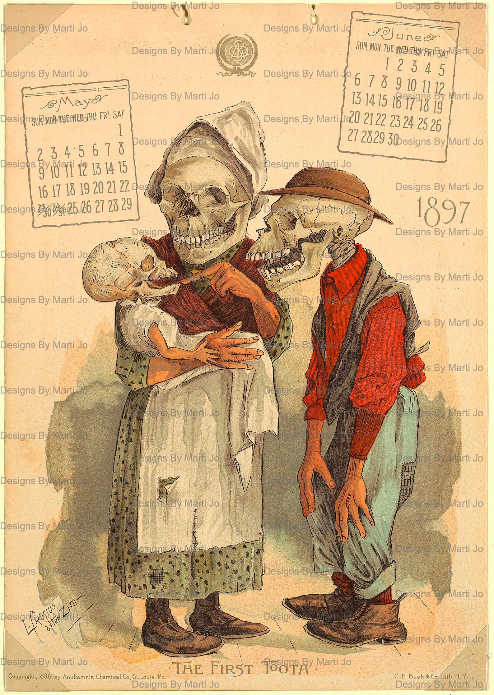 Vintage Skull Calendar Images 19 Antique Antikamnia Drug JPG - Etsy