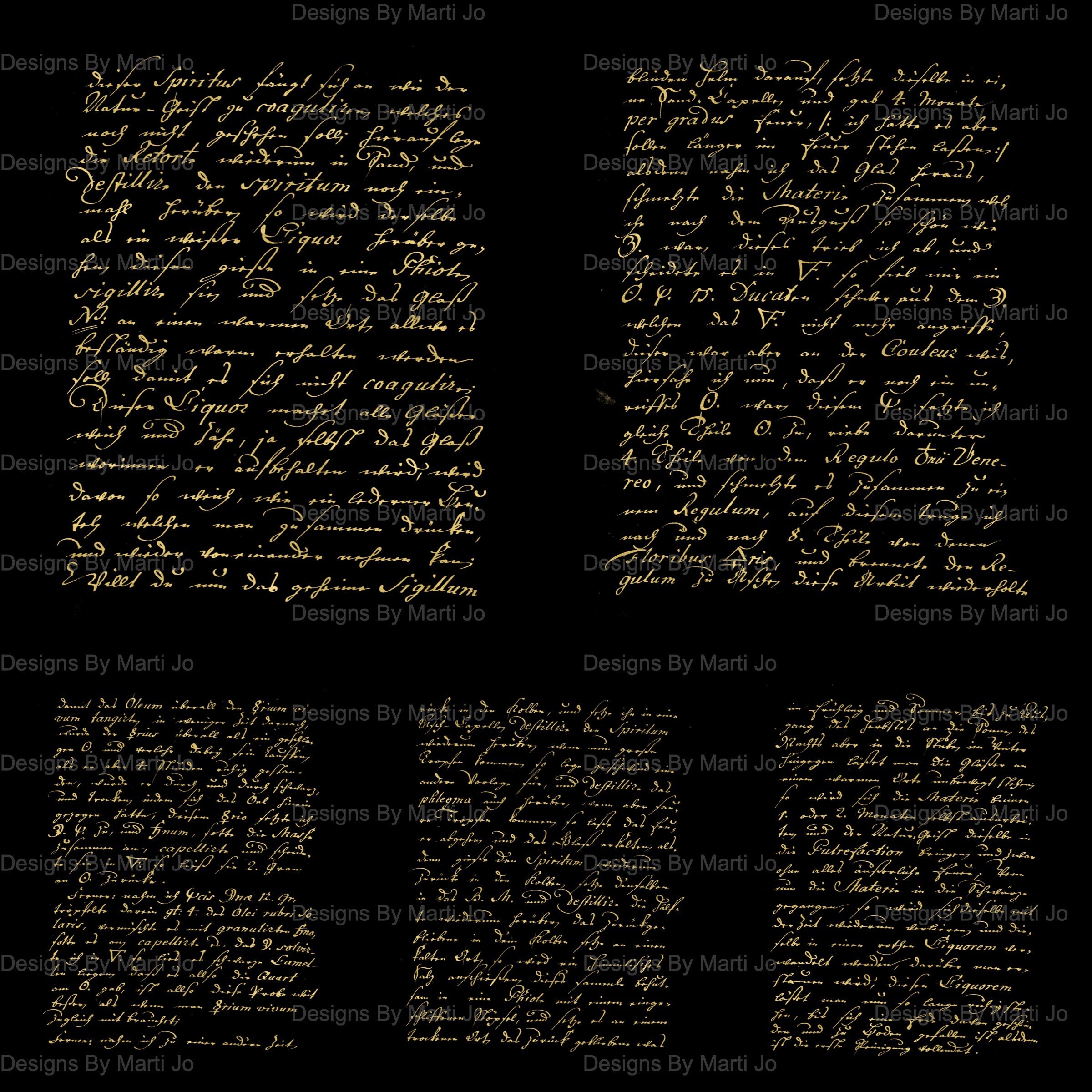 Old Handwriting Gold Overlays Set 1 5 Vintage Transparent - Etsy