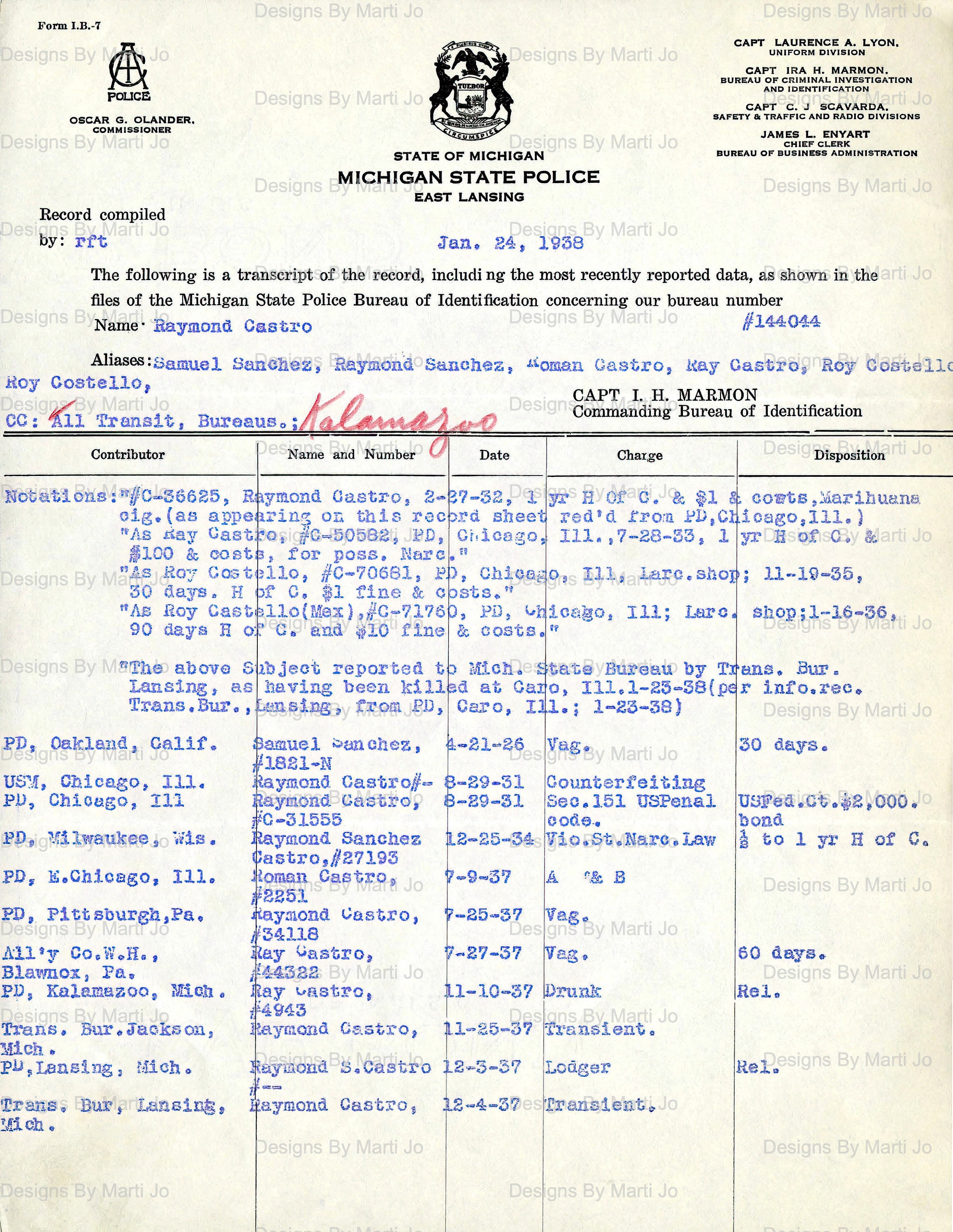 Vintage 1930's Criminal Police Report Sheets | 45 Criminal Rap Sheets ...