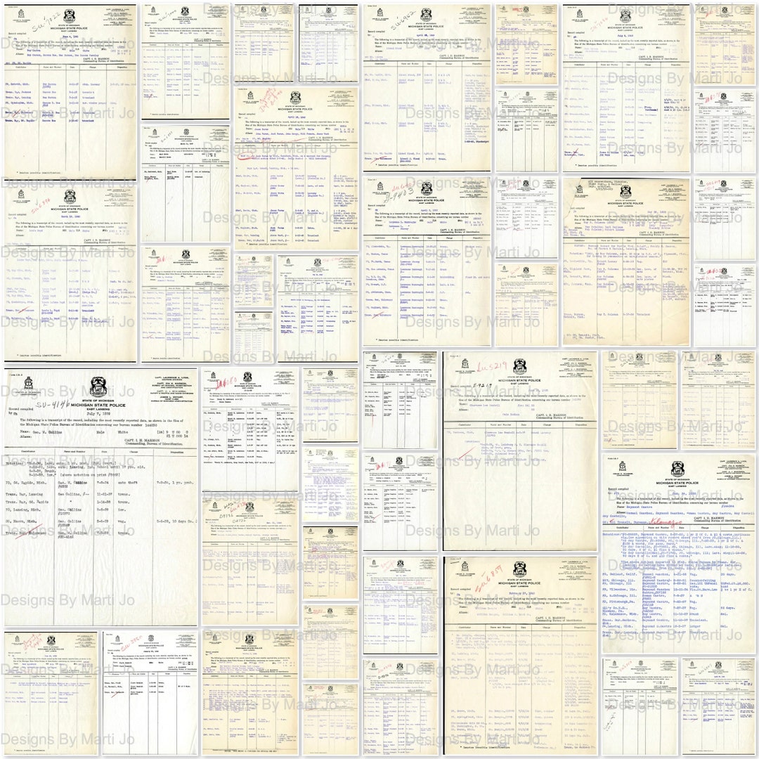Vintage 1930's Criminal Police Report Sheets | 45 Criminal Rap Sheets ...