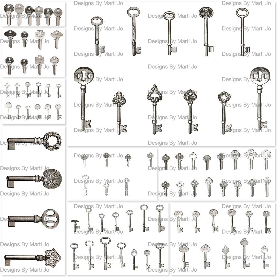 Printable Vintage Keys | Vintage Key Clipart | Instant Download ...
