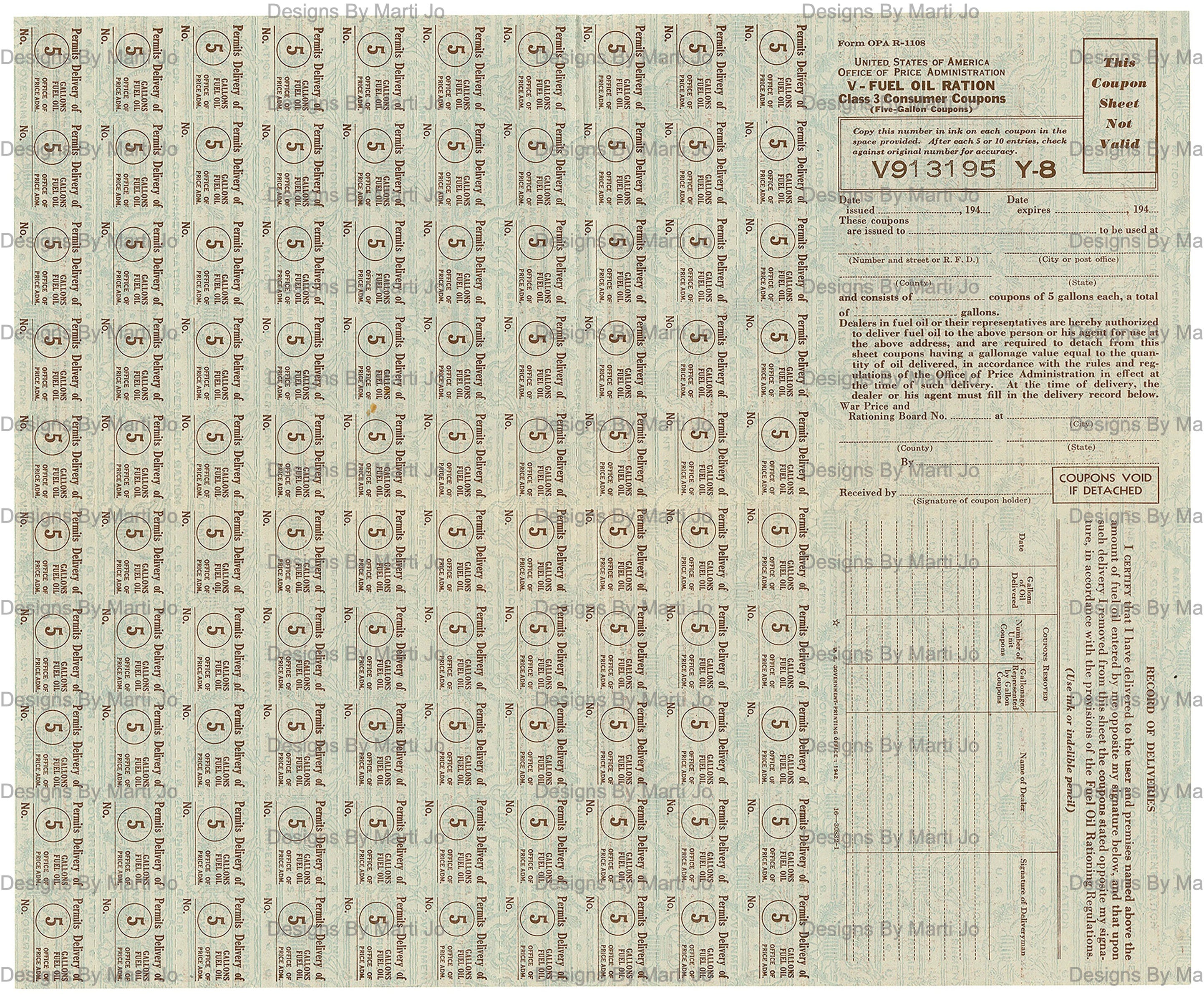 Vintage World War 2 Ration Book Clipart | 50 Printable Ration Stamps ...