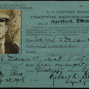 Vintage U.S. Customs Coastwise Identity Cards Set 1 | 50 Printable ...