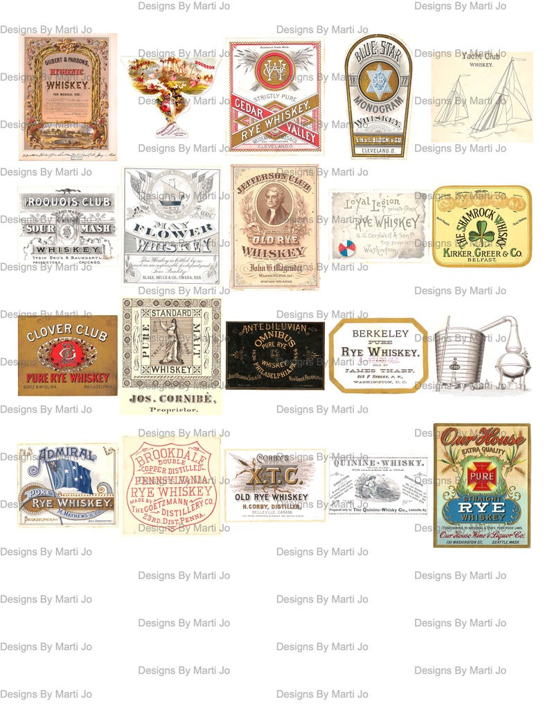 Vintage Whiskey Labels MEGA BUNDLE | My Current Sets 1-3 Combined Into ...