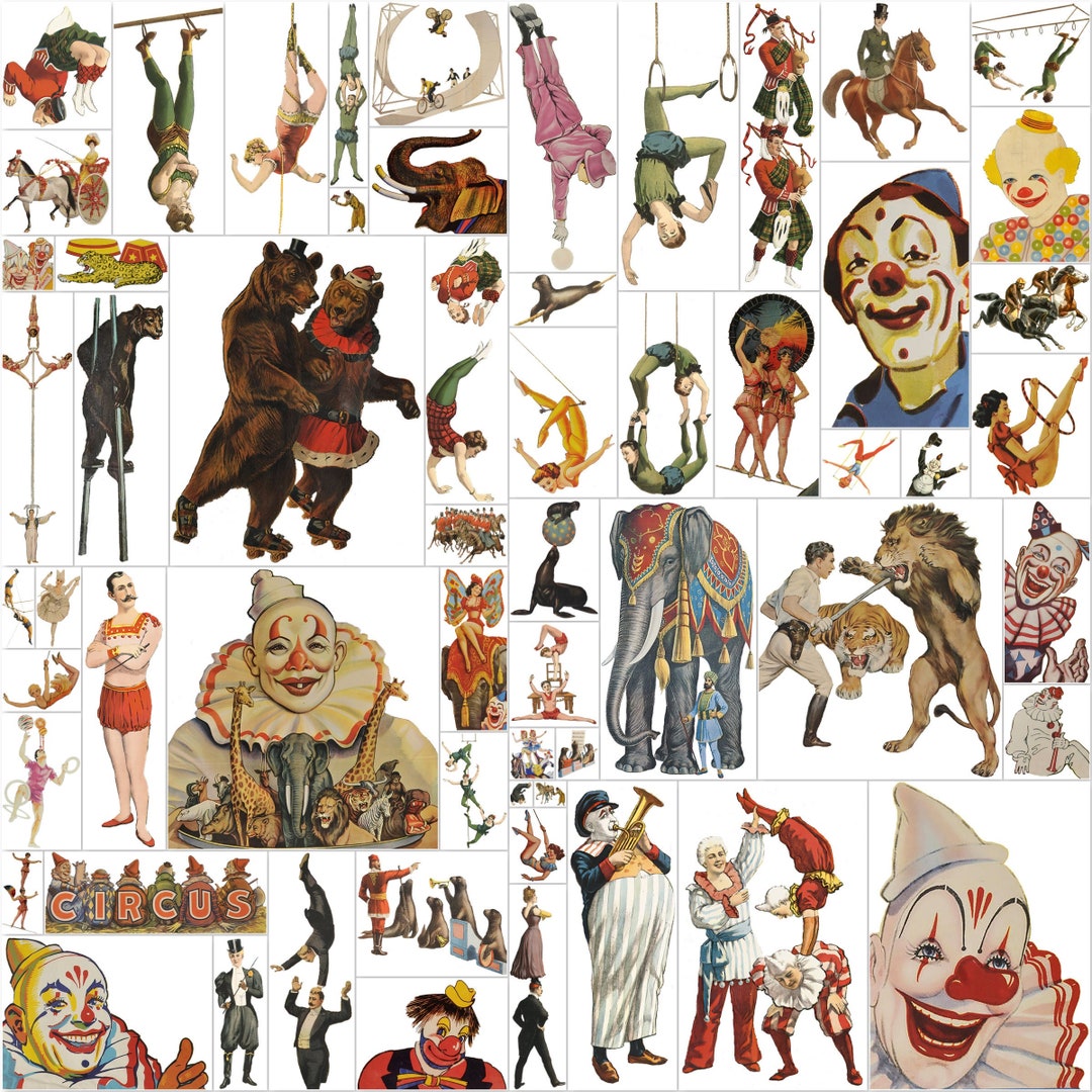 Vintage Circus Clipart Set 3 60 Printable Fussy Cut Circus Ephemera ...