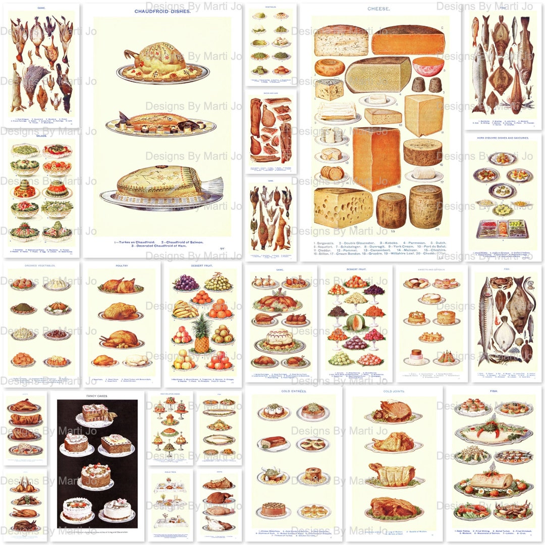 Retro Kitchen Decor | 26 Printable Vintage Food Poster Collection ...