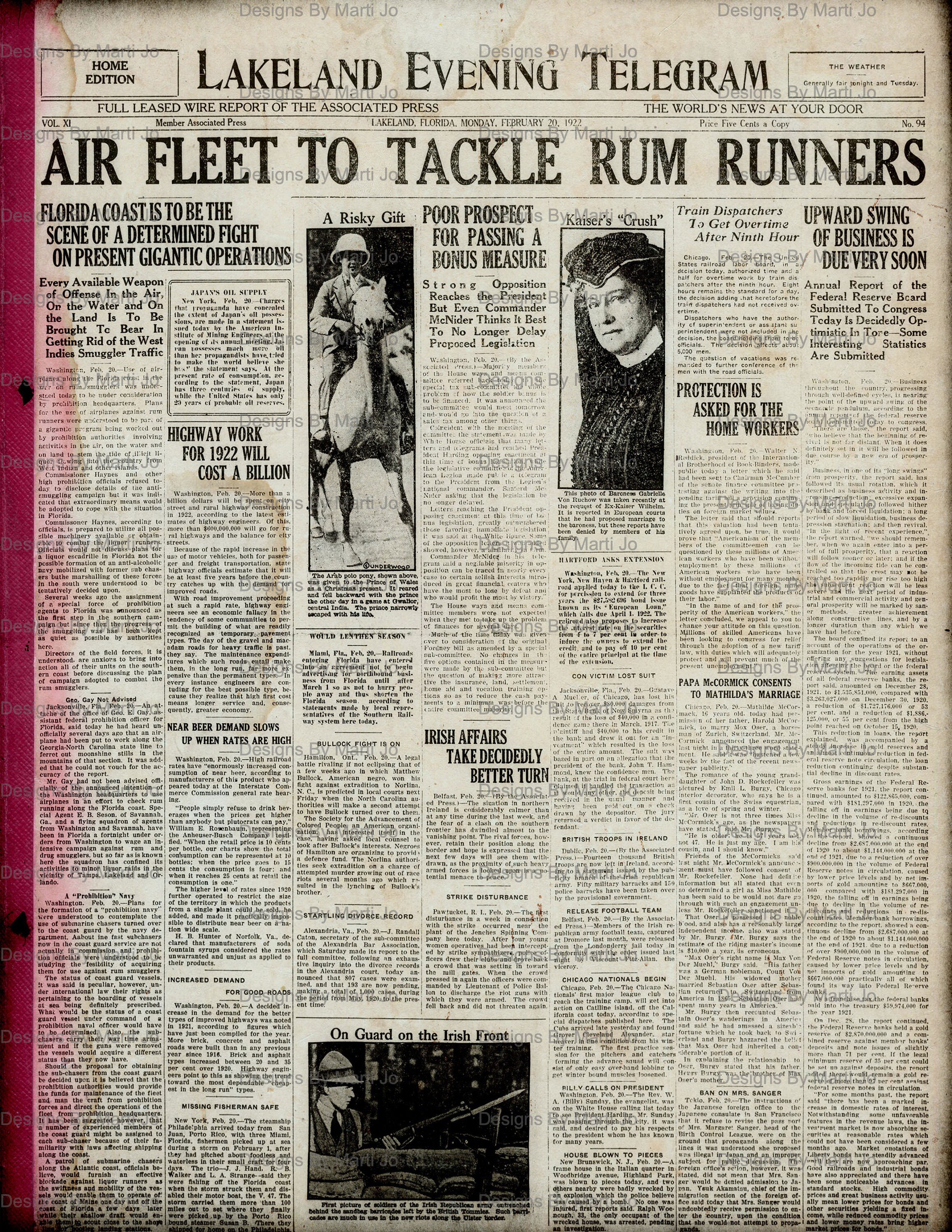 Vintage Newspaper Prohibition Front Page True Crime Journal Pages | 10 ...