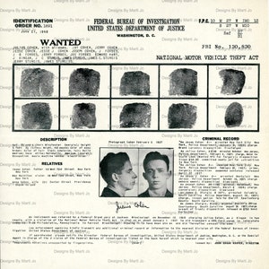 Vintage FBI Most Wanted Posters Set 1 | 35 Printable FBI Post Office ...