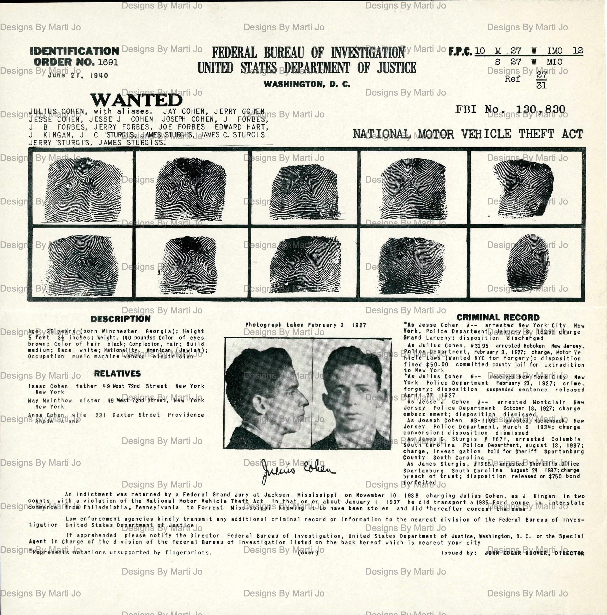 Vintage FBI Most Wanted Posters Set 1 | 35 Printable FBI Post Office ...