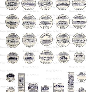 10 Vintage Apothecary Label Sheets Set 5 | Printable 8.5 X 11 Digital ...