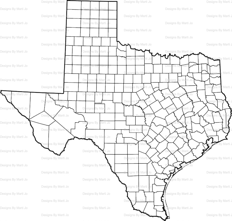 Printable Texas Map | Printable TX County Map | Digital Download PDF ...