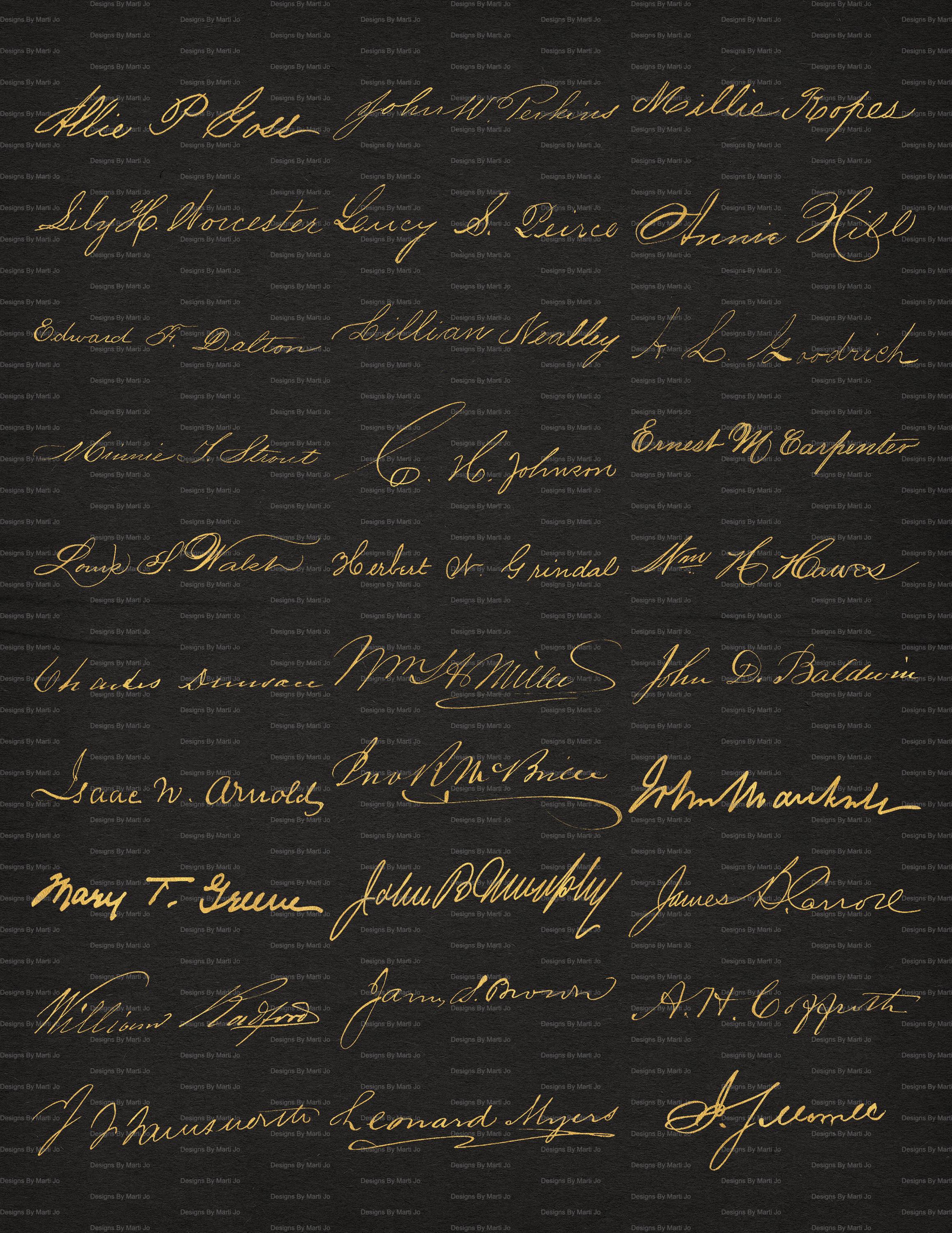 Printable Gold PNG Overlay Vintage Signatures | 60 Printable Vintage ...