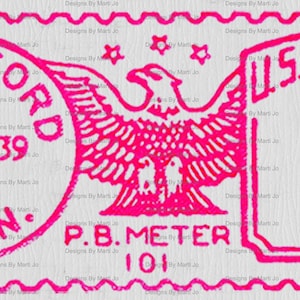 Vintage Postage Meter Stamps | 50 Printable Postal Meter Pngs | BONUS ...
