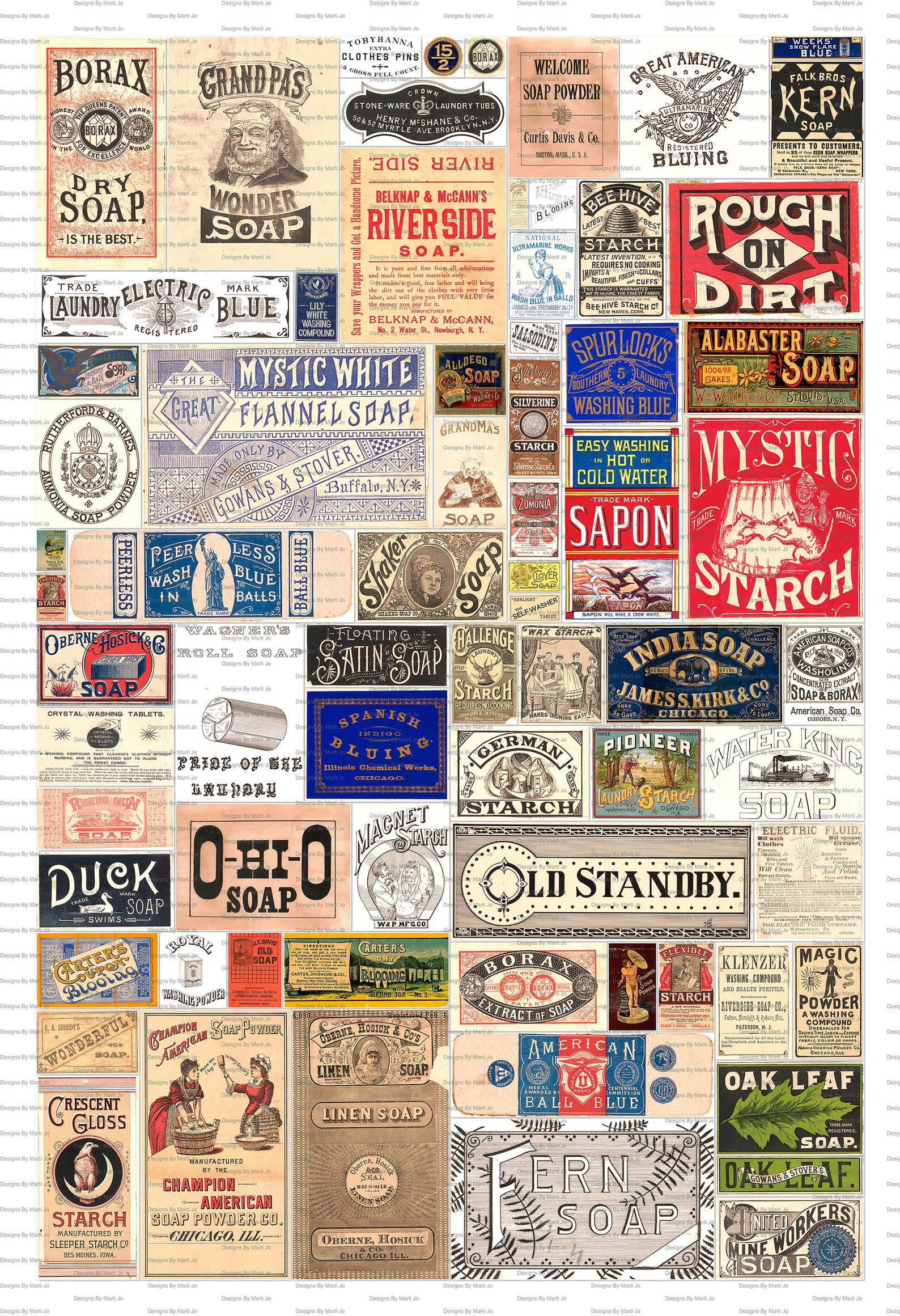 Vintage Laundry Room Detergent Labels Picture Printable Soap - Etsy