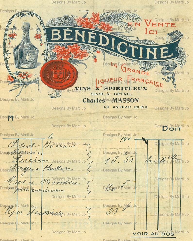 Vintage French Invoices (facture) | 13 Old Business Paperwork Ephemera ...