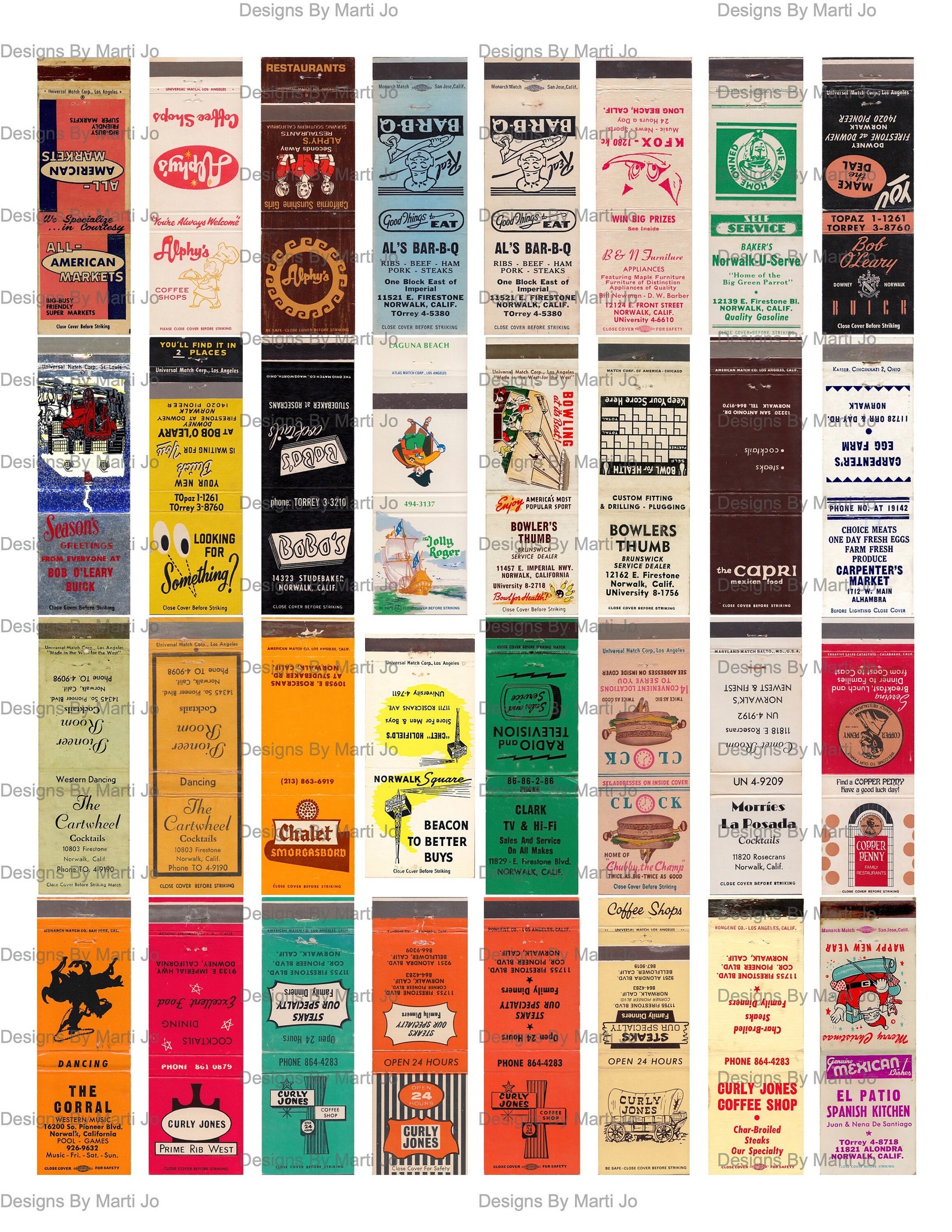 Vintage Match Book Covers | 128 Antique Match Book Covers on Four 8.5 X ...