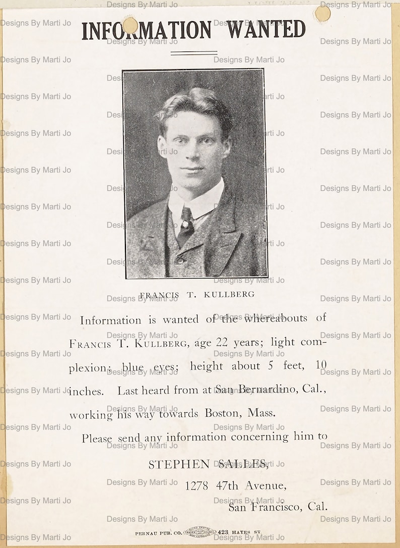 Vintage Missing Person Reward Posters | 50 Printable Jpgs | True Crime ...