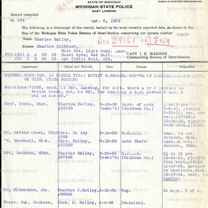 Vintage 1930's Criminal Police Report Sheets | 45 Criminal Rap Sheets ...