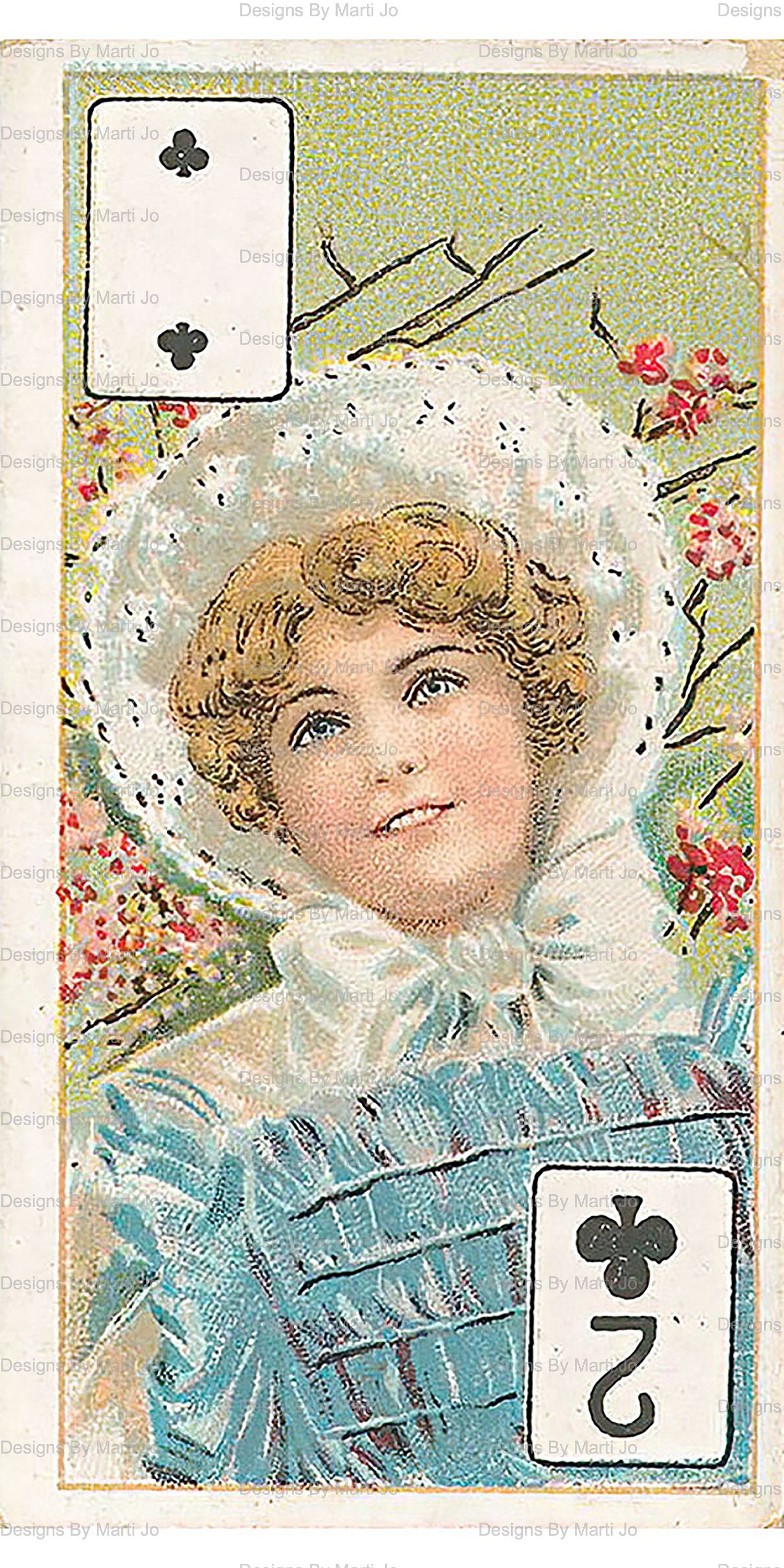 Vintage Women Playing Cards Clipart | Printable Vintage Card Deck ...