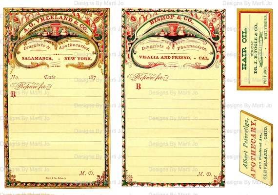 Vintage Pharmacy Prescription Labels Printable Vintage | Etsy