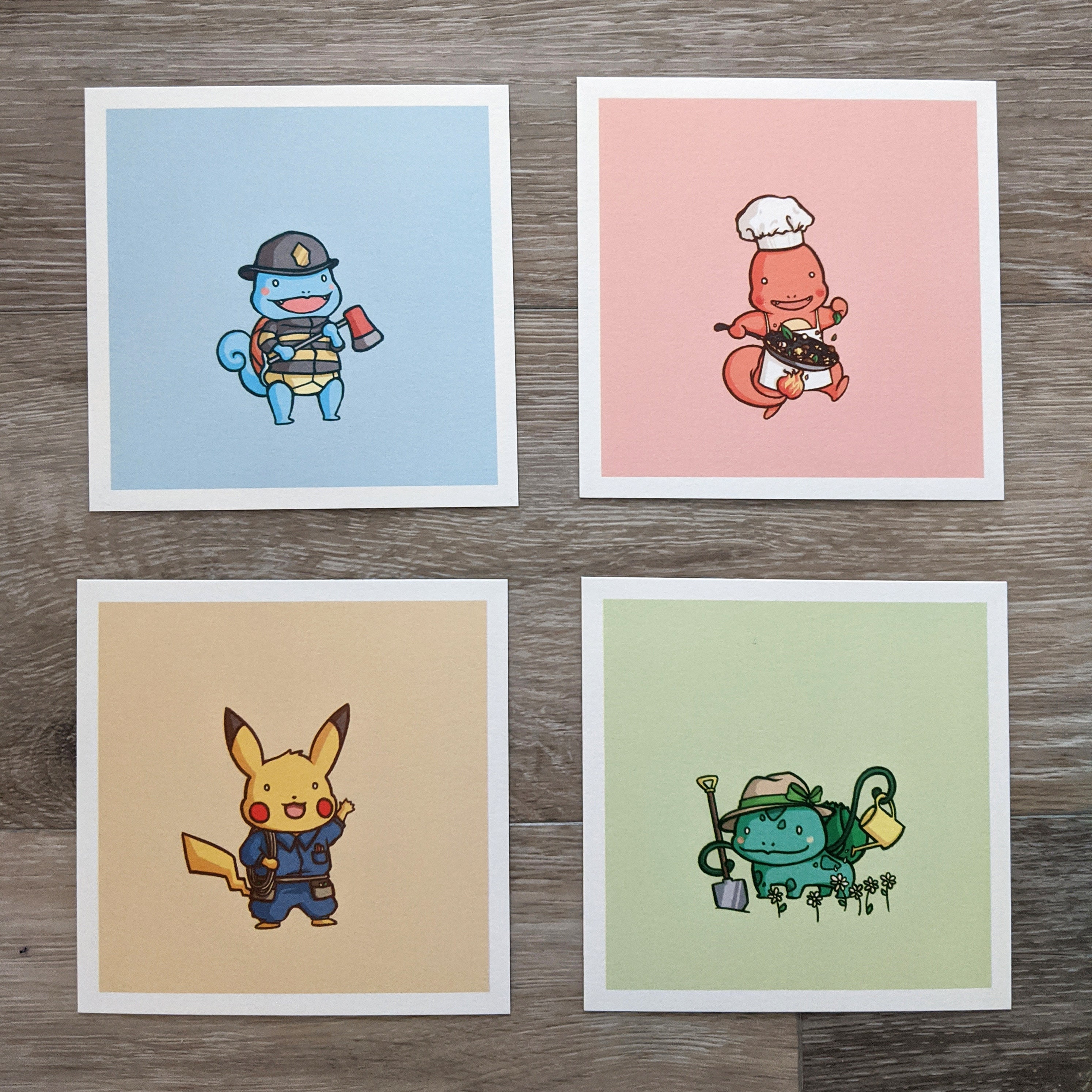 4 X 4 Pokemon at Work Card Prints - Etsy